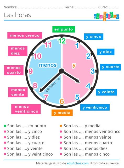 Aprender Las Horas Del Reloj Actividades Gratis En Pdf Aprender La