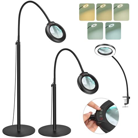 Buy Drdefi 10x Magnifying Floor Lamp With Light 24 Flexible Gooseneck Standing Magnifying