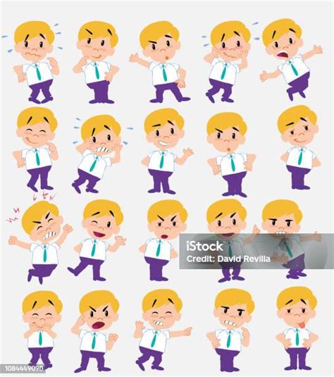 스마트 캐주얼 스타일에서 만화 캐릭터 사업입니다 다른 자세 태도 포즈 고립 된 벡터 그림에 다양 한 활동을 하 고 설정 합니다 금융에 대한 스톡 벡터 아트 및 기타 이미지