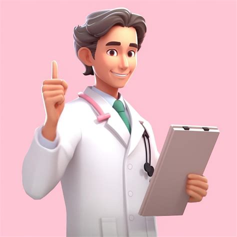 의사 캐릭터 일러스트 프리미엄 사진