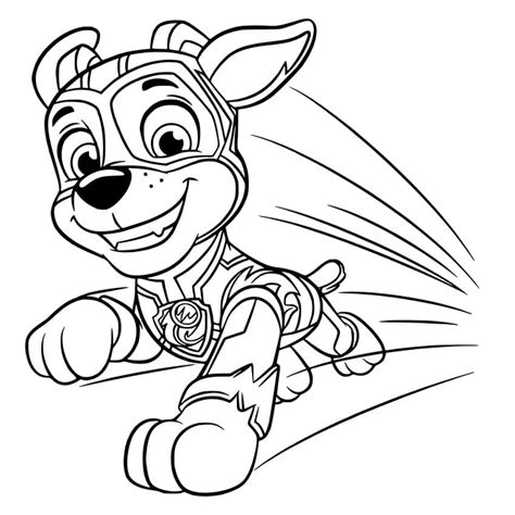 Chase From Paw Patrol Mighty Pups Coloring Page Download Print Or