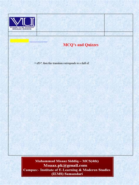 Cs606 Finalterm Solved Mcqs With References Pdf Parsing