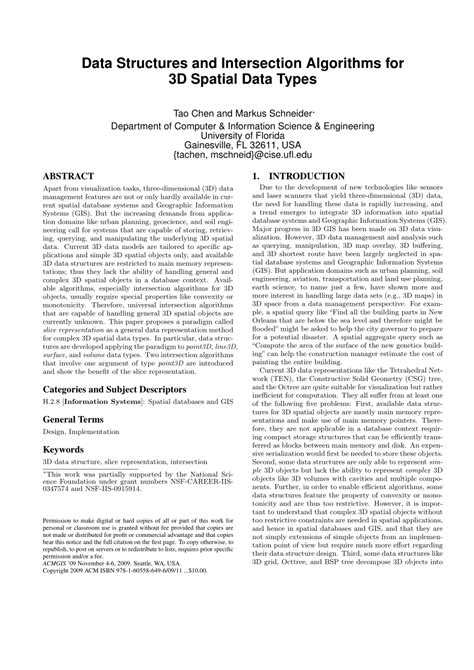 Pdf Data Structures And Intersection Algorithms For 3d Spatial Data Types