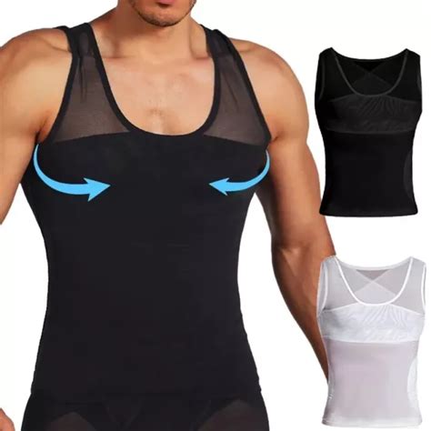 Mens Compression Body Shaper Slim Gynecomastia Tummy Control Tank Tops