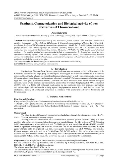 Pdf Synthesis Characterization And Biological Activity Of New Derivatives Of Chromen 2 One