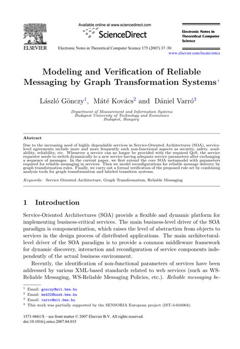 Pdf Modeling And Verification Of Reliable Messaging By Graph
