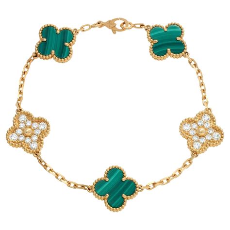 Van Cleef And Arpels Vintage Alhambra Five Motif Gold Link Bracelet At