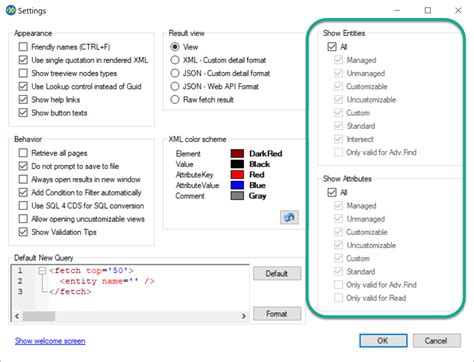 settings to show hide by metadata entities attibutes · issue 639