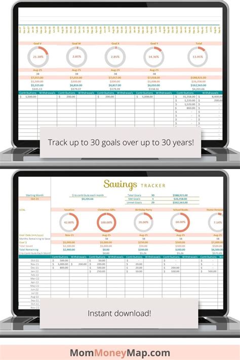 Savings Tracker Excel Spreadsheet 30 Goals Savings Tracker Excel Savings Tracker Excel Spreadsheet 30 Goals Savings Tracker Excel