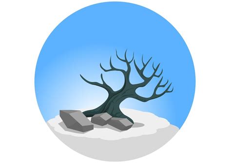 Premium Vector Fantasy Ancient Sacred Cold Blue Ice Snow Dead Tree