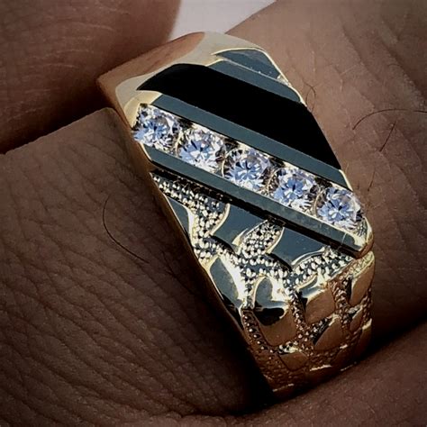 Mens 14k Gold And Solid 925 Silver 2 Tone Pinky Ring 035ct Ct Tw