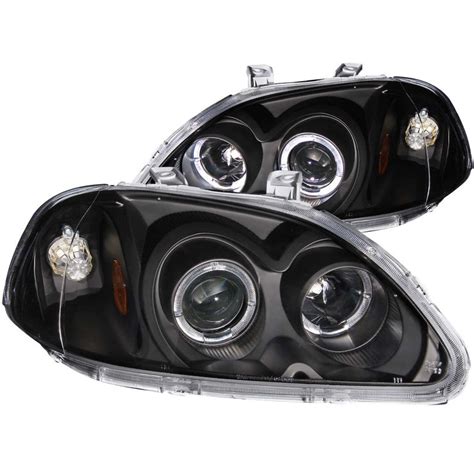 Anzo 1996 1998 Honda Civic Projector Headlights W Halo Black Anzo