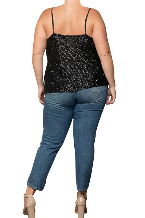 Designer Plus Size Sequin Tops Sequin Camisole Top Kyle X Shahida Designer Plus Size Sequin Tops Sequin Camisole Top Kyle X Shahida