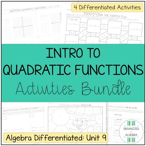 Quadratic Functions Activities Unit Graphing Transformations Key