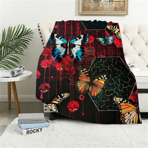Creowell Butterfly Blanket For Bed Sofa Couch Butterflies Print Throw