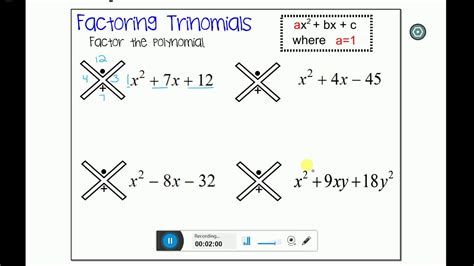 Factoring Trinomials A1 Youtube