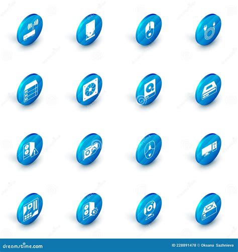 Set Optical Disc Drive Computer Mouse Electric Plug Server Data Web Hosting Case Of