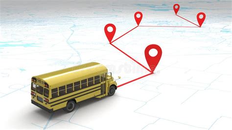 Concept School Bus Route On The Map Stock Illustration Illustration