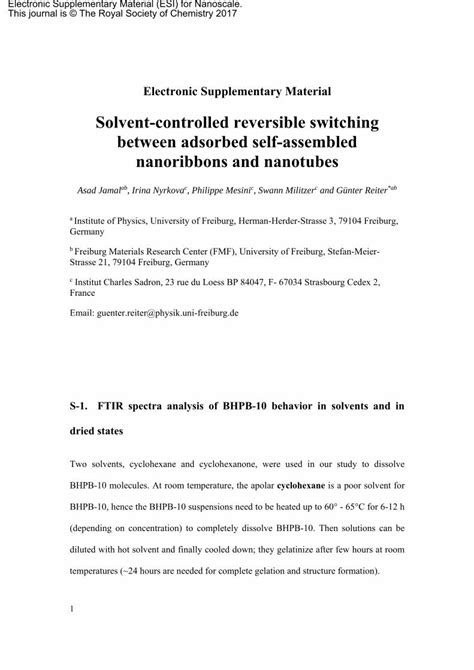Pdf Solvent Controlled Reversible Switching Between 1 Electronic