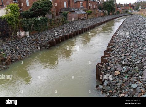 Sheet Metal Piling Position Located In Ground Supporting River