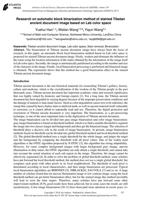 Pdf Research On Automatic Block Binarization Method Of Stained Tibetan Ancient Document Image