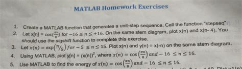 Solved 1 Create A Matlab Function That Generates A