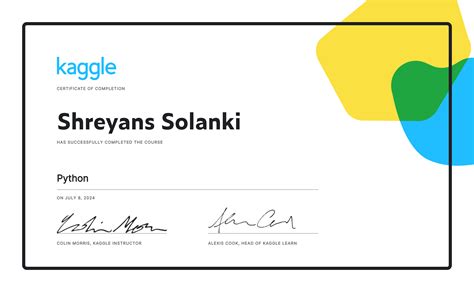 Shreyans Solanki Completed The Python Course On Kaggle