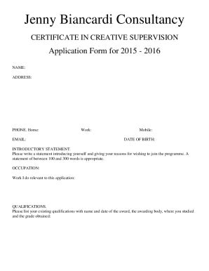 Fillable Online Supervision Certificate Application Form Fax Email Print PdfFiller