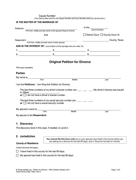 Free Printable Divorce Papers Texas Printable Divorce Papers