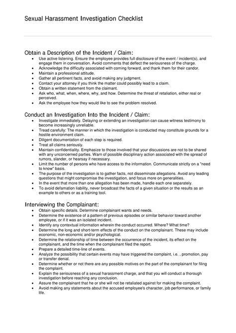 12 Harassment Investigation Checklist Examples To Download