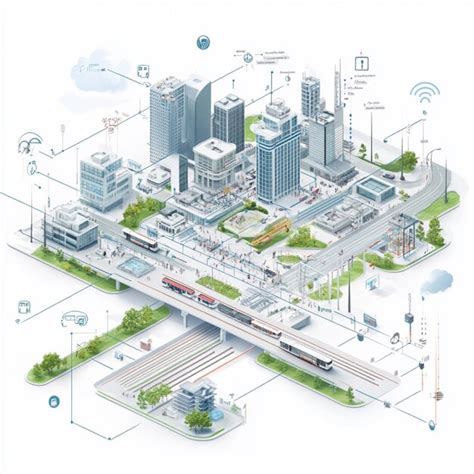 A Diagram Of Smart City Infrastructure With Integrated Technologies