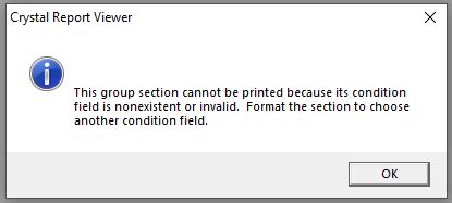 Crystal Report Viewer Error This Group Section Cannot Be Printed