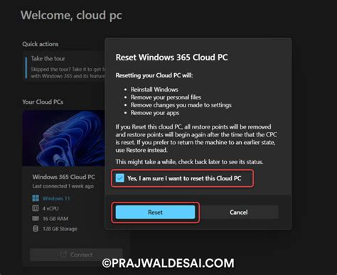 Enable Cloud PC Reset Option For Windows End Users