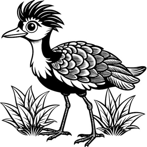 чёрно белый рисунок птицы с черно белым фоном Премиум Ai сгенерированный вектор