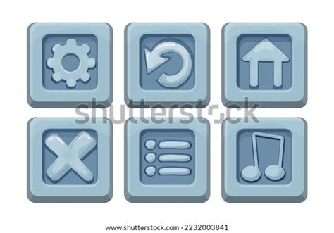 Set Menu Ui Buttons On Stone Stock Vector Royalty Free 2232003841 Shutterstock