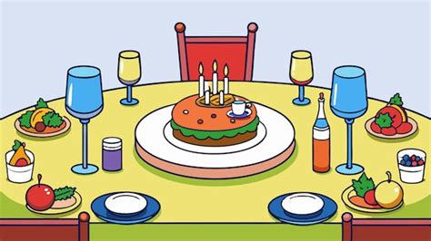 저녁 식사 터 일러스트레이션 만화 프리미엄 Ai 생성 벡터