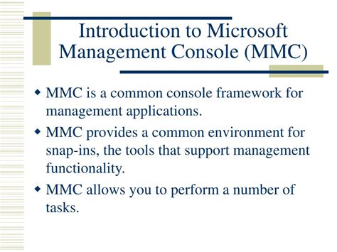 Ppt Introduction To Microsoft Management Console Mmc Powerpoint Presentation Id1303995
