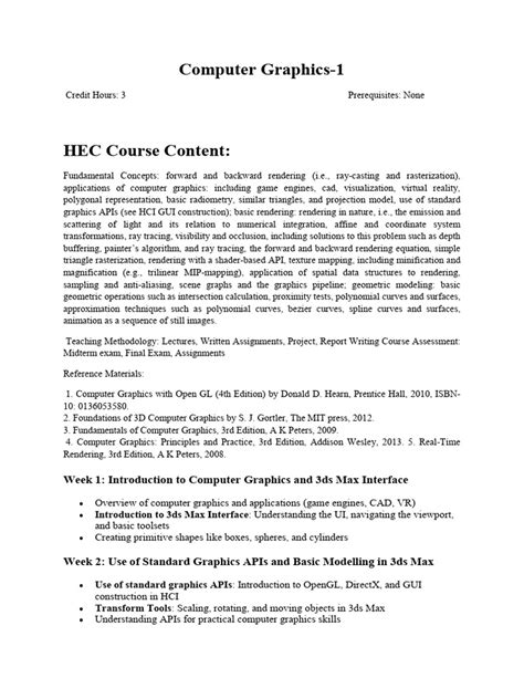 Computer Graphics 1 And 2 Pdf Rendering Computer Graphics