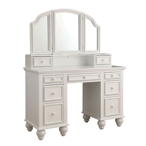 Furniture Of America Zulpo 2 Piece White Tri Panel Mirror Vanity Set