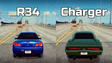Nfs Heat Nissan Skyline Gtr R34 Vs Dodge Charger Drag Race Youtube