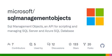 Github Microsoftsqlmanagementobjects Sql Management Objects An Api
