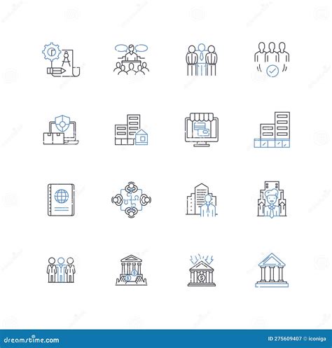 Program Coordination Line Icons Collection Alignment Communication Collaboration Leadership