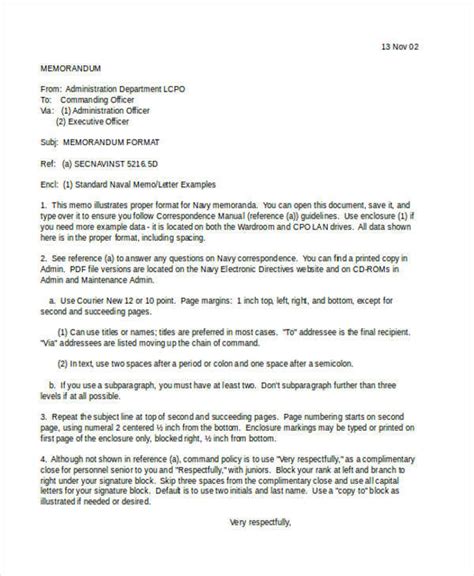 Navy Memo Template Pdf Template