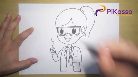 Girl Scientist Drawing Easy At Esther Thompson Blog