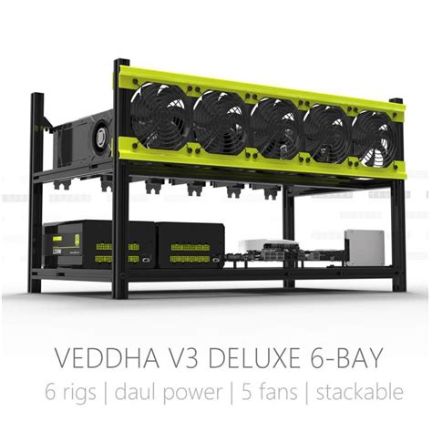 Veddha Professional 6 Gpu Miner Case Aluminum Stackable Mining Case Rig Open Air Frame For