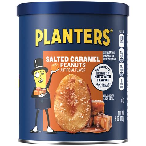 Planters Salted Caramel Peanuts 6 Oz Canister Sweet And Salty Snacks