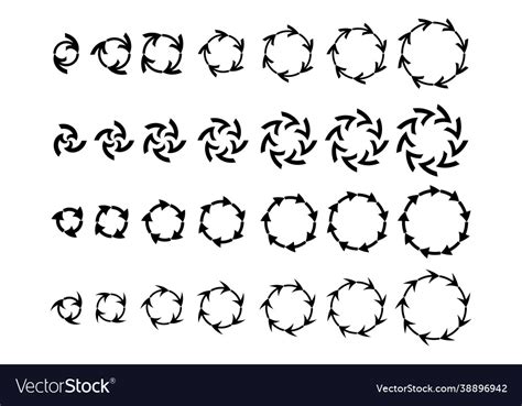Circular Arrows Chart Icon Set Cursor Royalty Free Vector