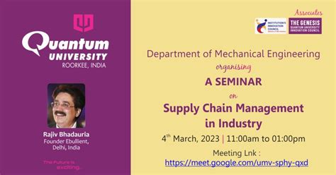 Quantum University To Host A Seminar On “supply Chain Management In Industry”