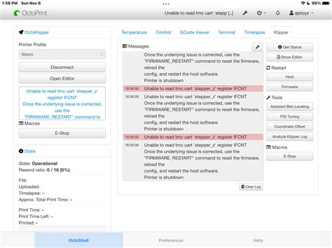 Help With Error Code Octopus 11 Klipper Trying Start Printer And Home Rklippers