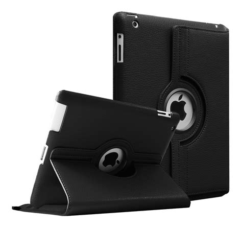 Capa Para Tablet Apple Ipad Couro Sintético Giratória Preto Capas